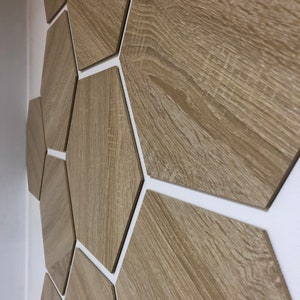 Natural 3D Oak Strips. Hexagons. Wooden 3D Panels. Wall - Etsy