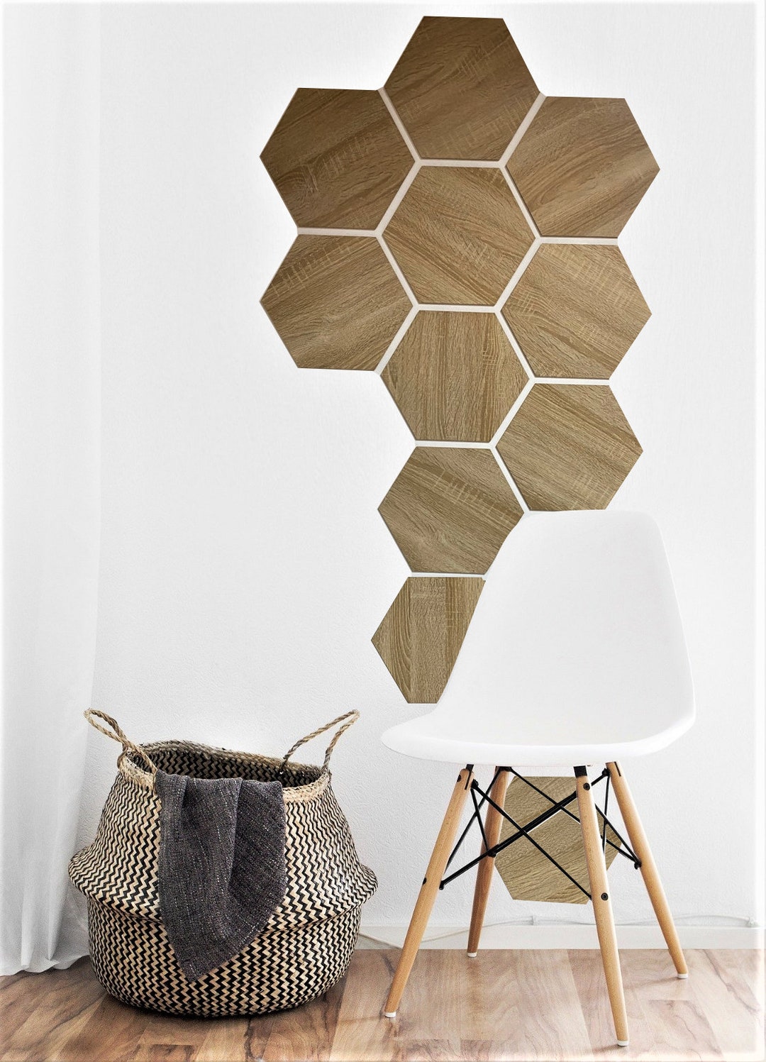 Natural 3D Oak Strips. Hexagons. Wooden 3D Panels. Wall - Etsy