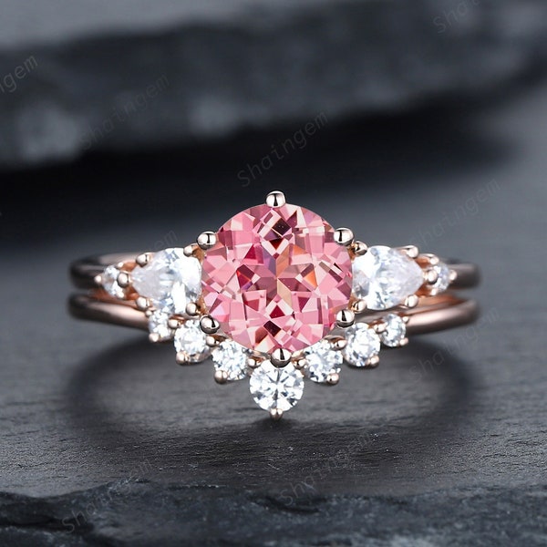 Peach Sapphire Engagement Ring - Etsy