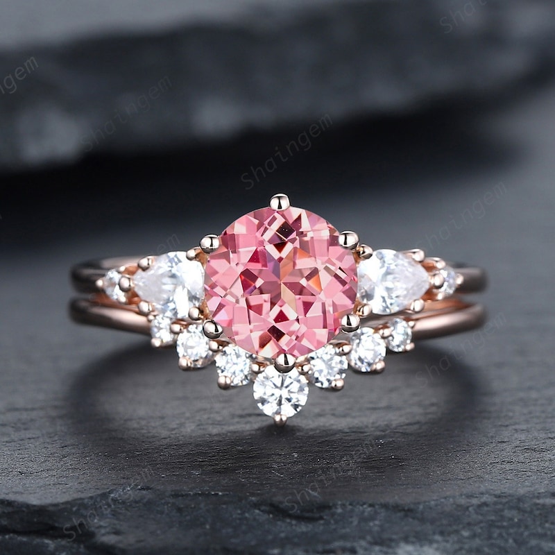 Pink Engagement Ring - Etsy UK