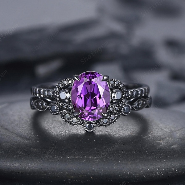 Black Purple Ring - Etsy