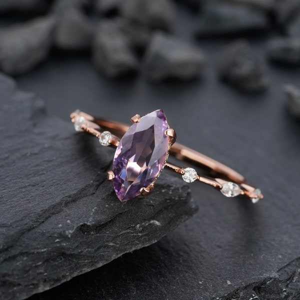 Rose Gold Amethyst Engagement Ring - Etsy