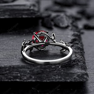 Black Gold Finish Round Ruby Engagement Ring, Rhodium Black Hip Hop ...