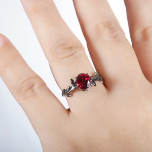 Black Gold Finish Round Ruby Engagement Ring, Rhodium Black Hip Hop ...