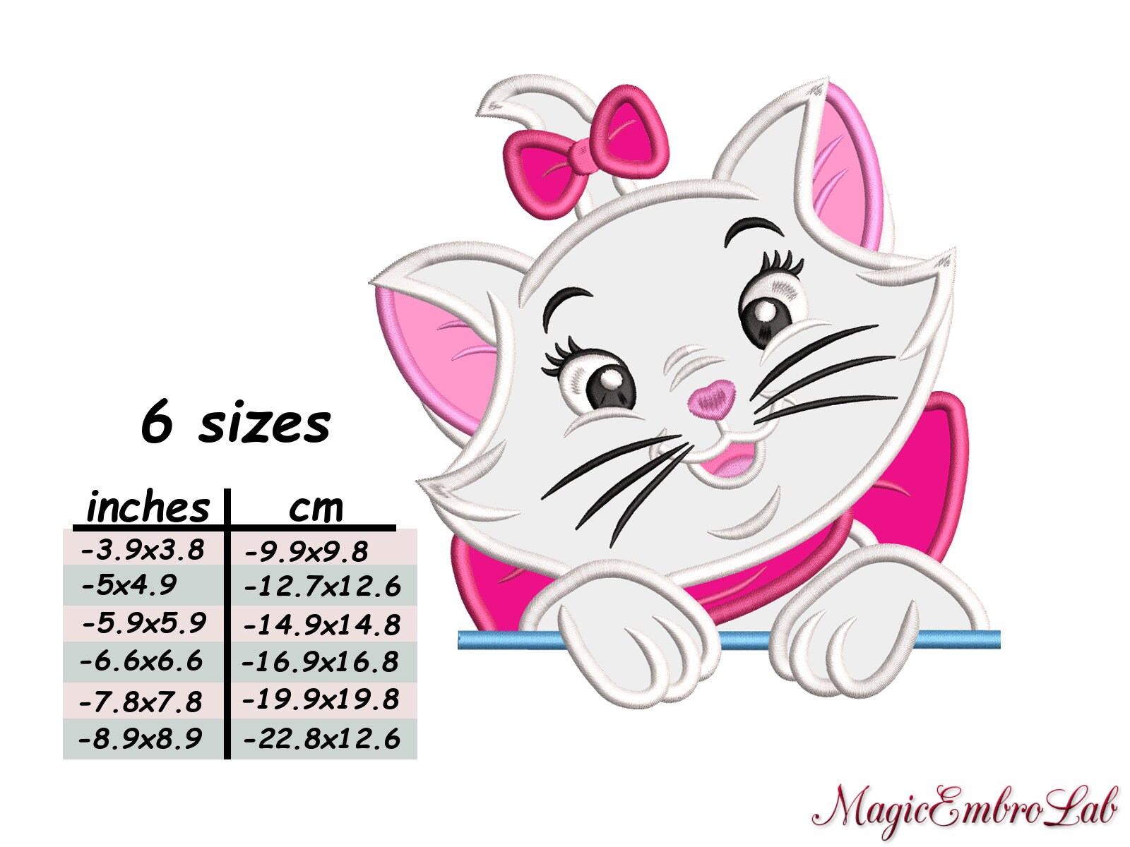 Marie Cat APPLIQUE, Marie Cat Peeker, Cat Face APPLIQUE, Instant ...