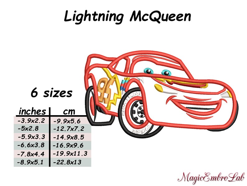 Lightning Mcqueen APPLIQUE Design Cars Embroidery Design File - Etsy ...