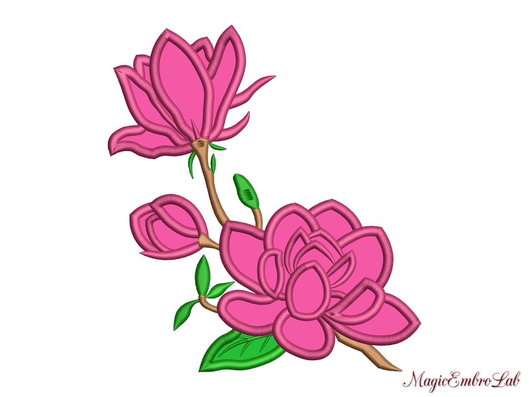Magnolia APPLIQUE, Flower APPLIQUE, Instant Download - Etsy