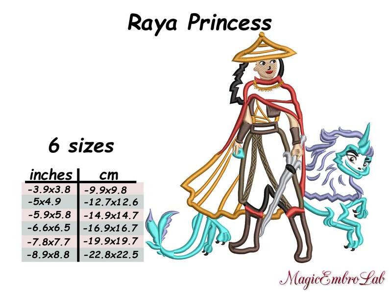 Raya APPLIQUE Design Princess Raya Dragon Embroidery Design - Etsy
