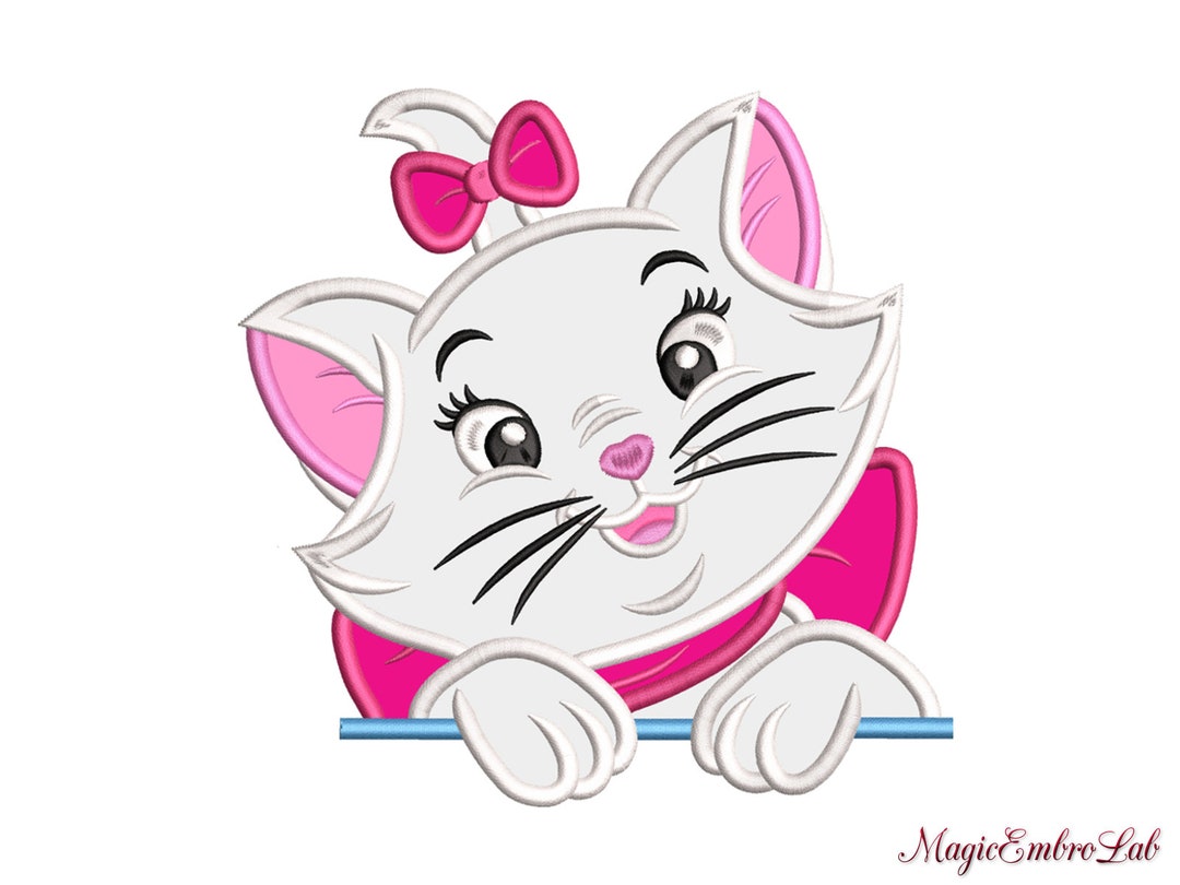 Marie Cat APPLIQUE, Marie Cat Peeker, Cat Face APPLIQUE, Instant ...