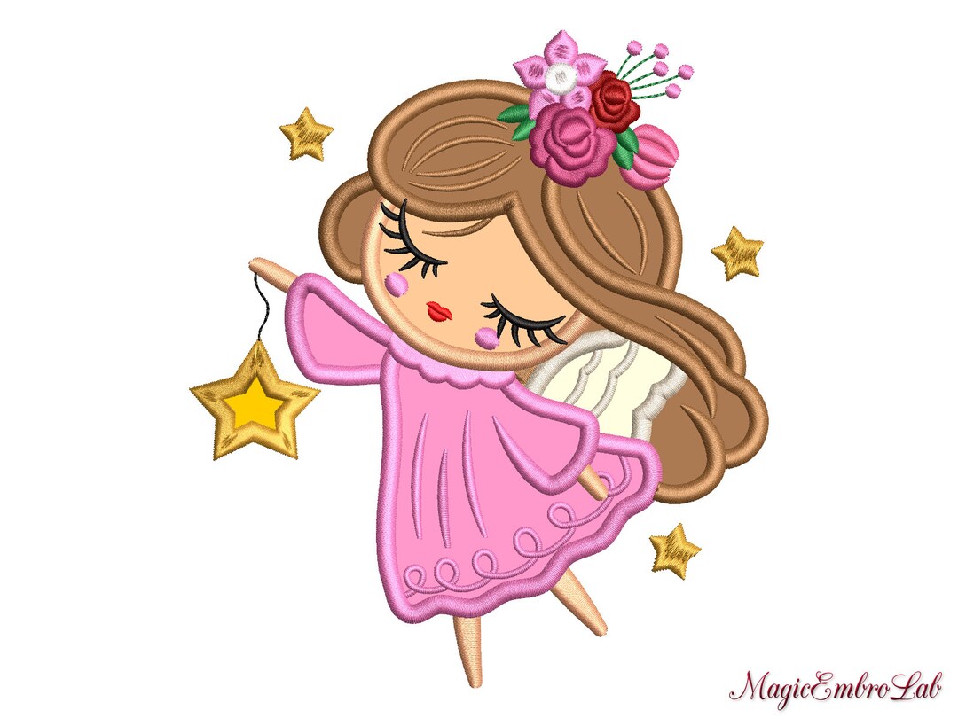 Angel Girl APPLIQUE Cute Angel APPLIQUE Design Instant - Etsy