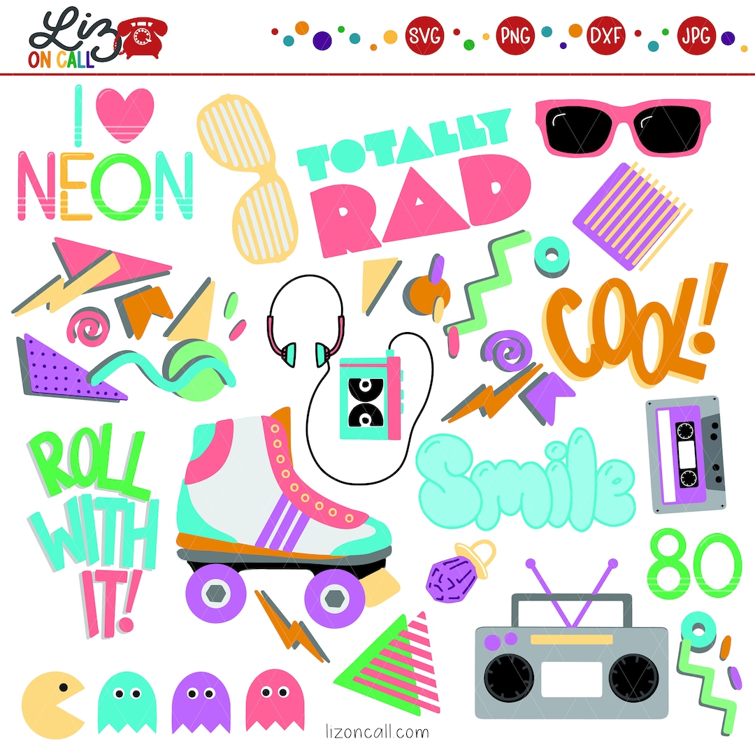 80s Cut Files | SVG Files | Cut File Bundle | Hand Lettered Cut Files ...