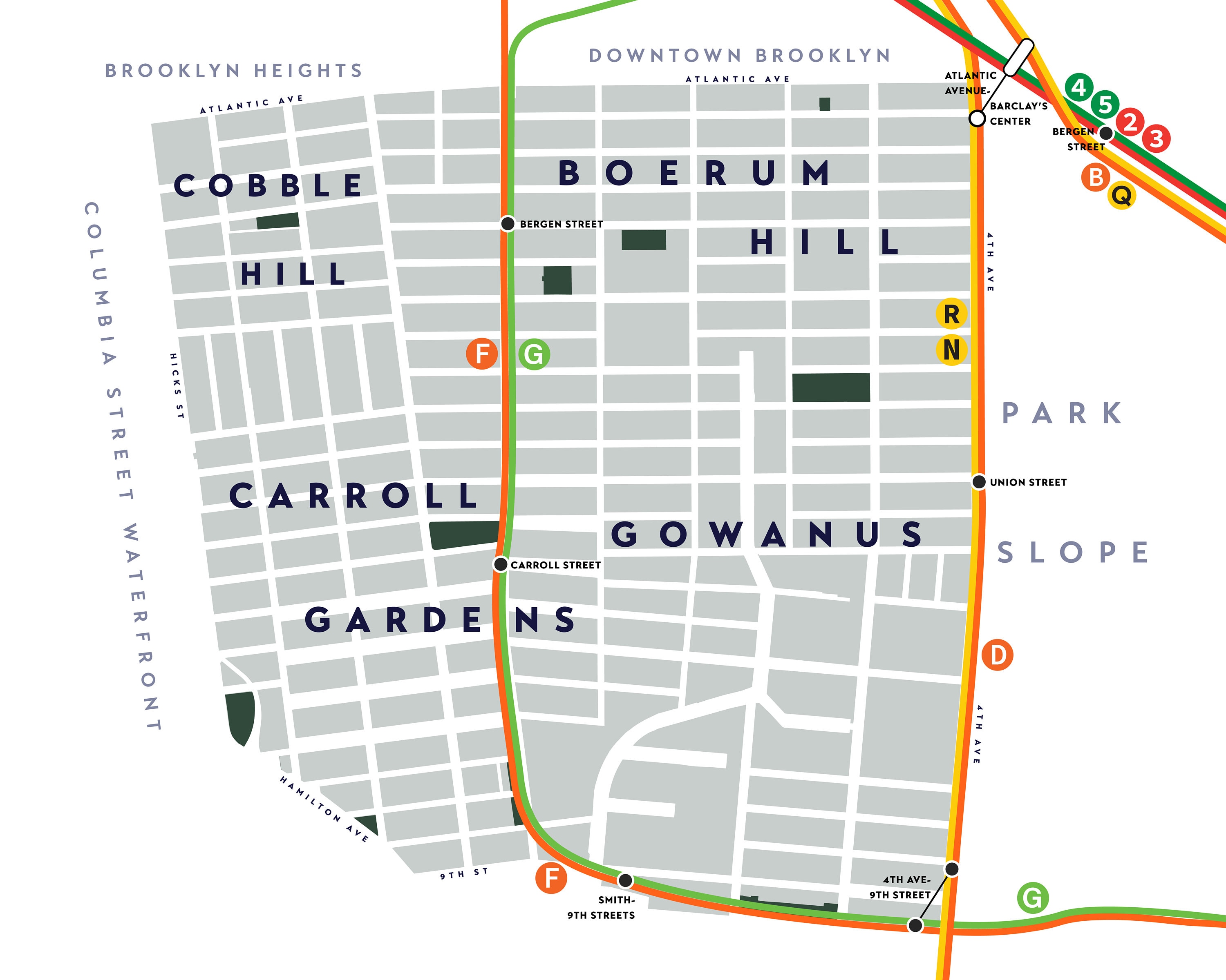 Boerum Hill / Cobble Hill / Carroll Gardens / Gowanus Neighborhood Map ...