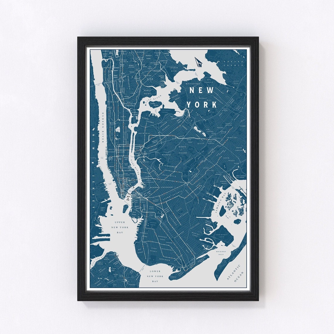 Detailed New York City Neighborhoods Map Print - Etsy