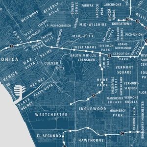 Detailed Los Angeles Neighborhoods Map - Etsy