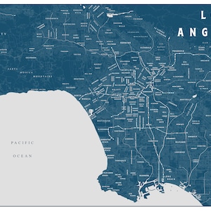 Detailed Los Angeles Neighborhoods Map - Etsy