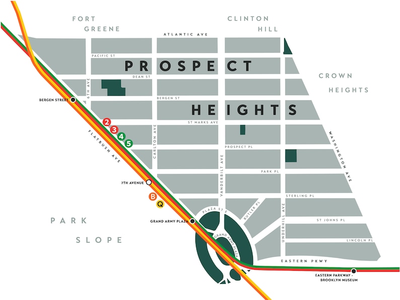 Prospect Heights Neighborhood Map, Brooklyn, New York City - Etsy