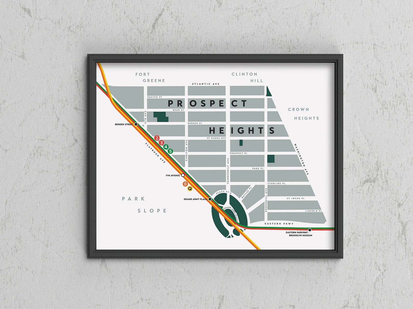 Prospect Heights Neighborhood Map, Brooklyn, New York City - Etsy