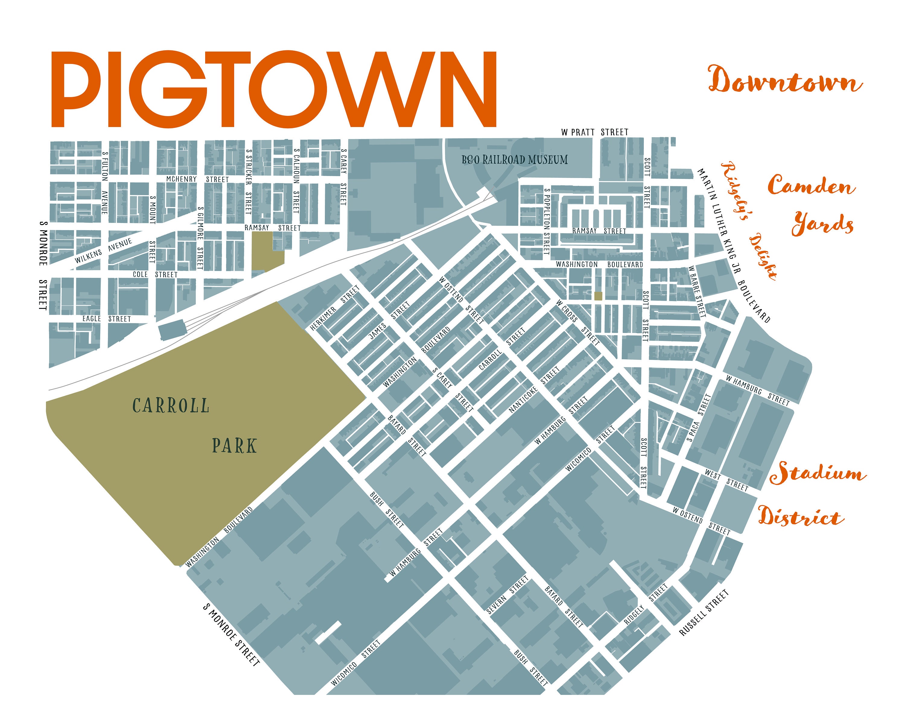 Pigtown / Washington Village Neighborhood Map Print - Etsy