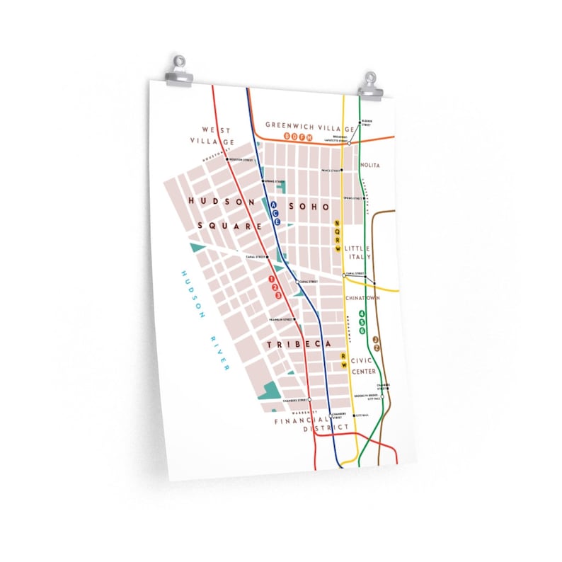 Soho / Tribeca / Hudson Square Neighborhood Map Print, Manhattan, New ...