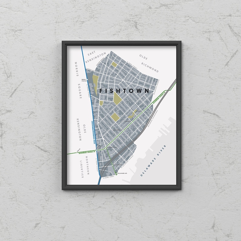 Fishtown Neighborhood Map Print, Philadelphia, Pennsylvania - Etsy