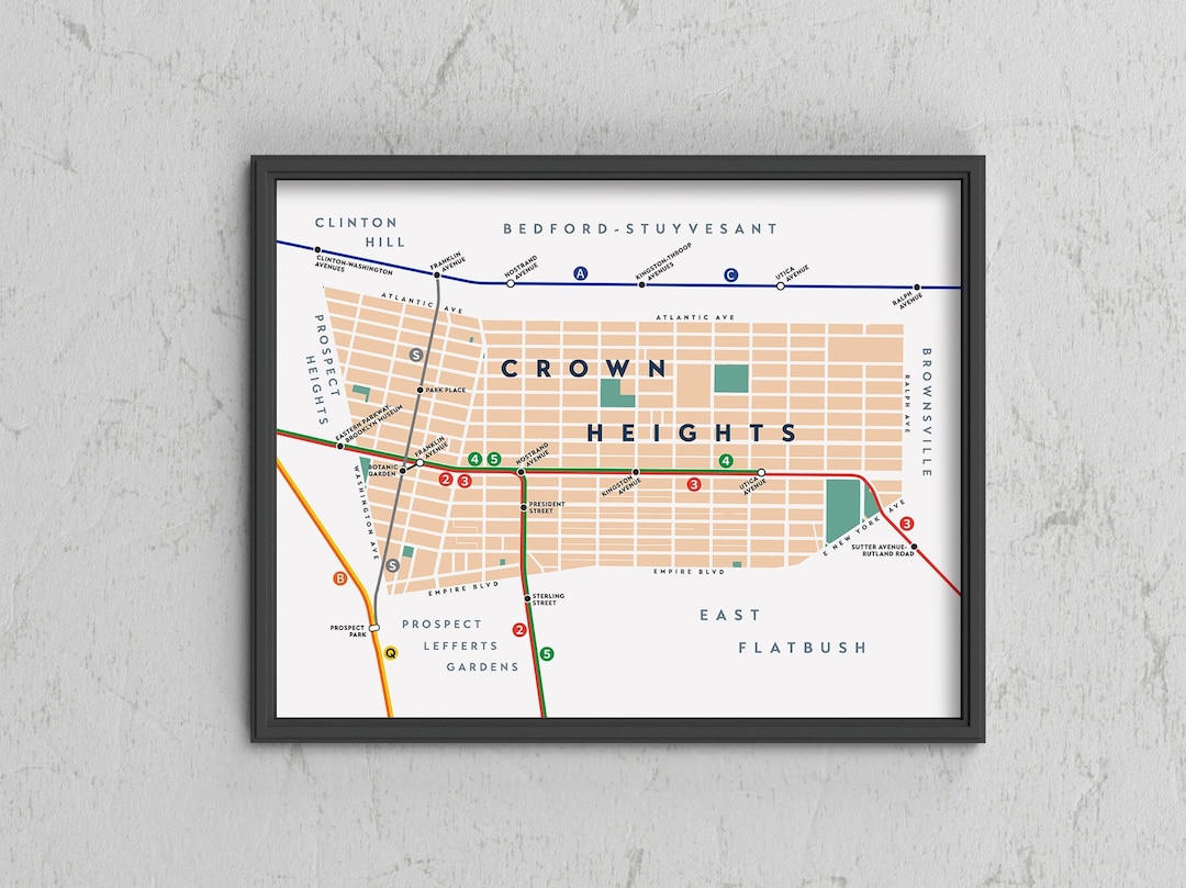 Crown Heights Neighborhood Map Print, Brooklyn, New York City - Etsy