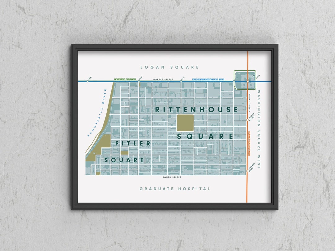 Rittenhouse Square / Fitler Square Neighborhood Map Print, Philadelphia ...