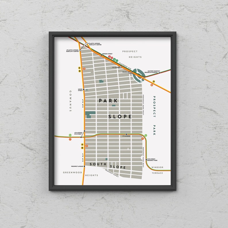Park Slope / South Slope Neighborhood Map, Brooklyn, New York City - Etsy
