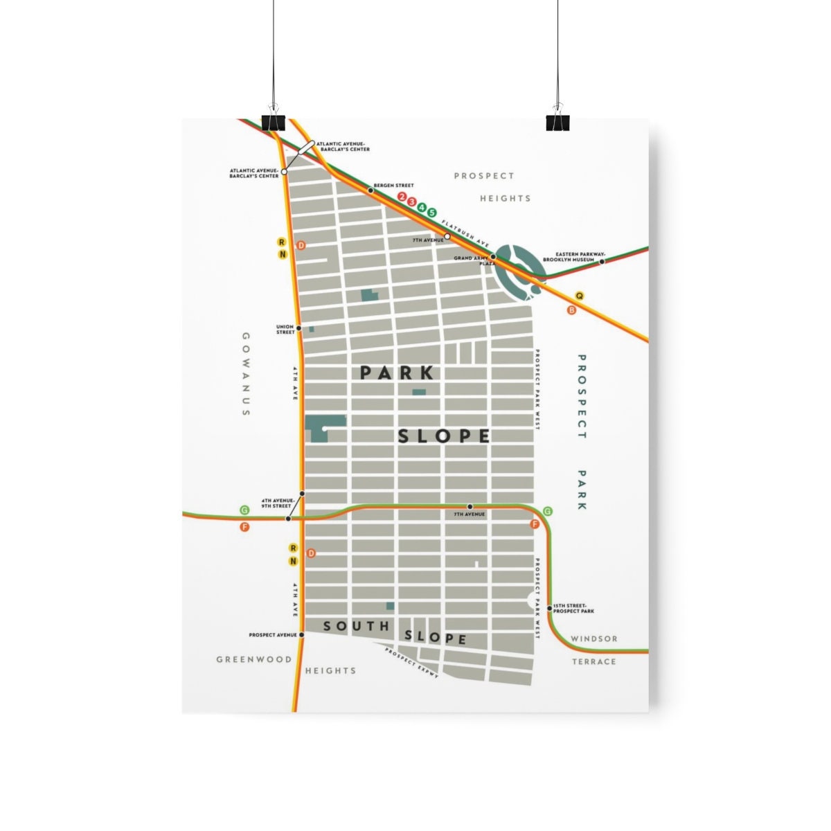 Park Slope / South Slope Neighborhood Map, Brooklyn, New York City - Etsy