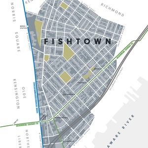Fishtown Neighborhood Map Print, Philadelphia, Pennsylvania - Etsy