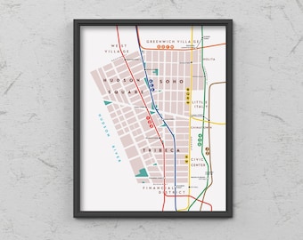 Tribeca Map Manhattan, NYC Neighborhood Art Print - Etsy