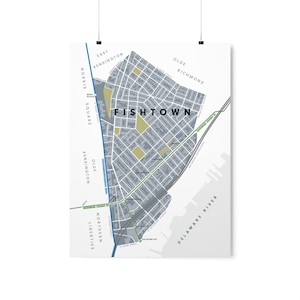 Fishtown Neighborhood Map Print, Philadelphia, Pennsylvania - Etsy