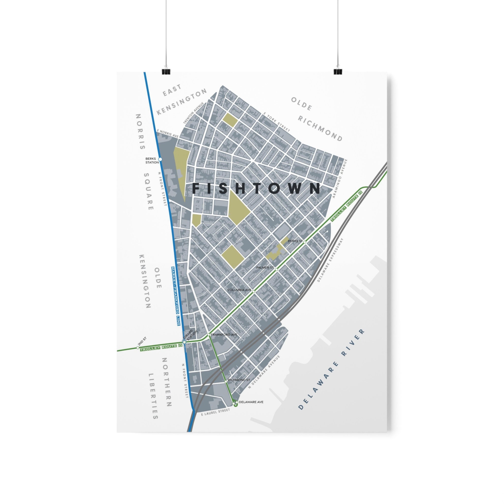 Fishtown Neighborhood Map Print, Philadelphia, Pennsylvania - Etsy