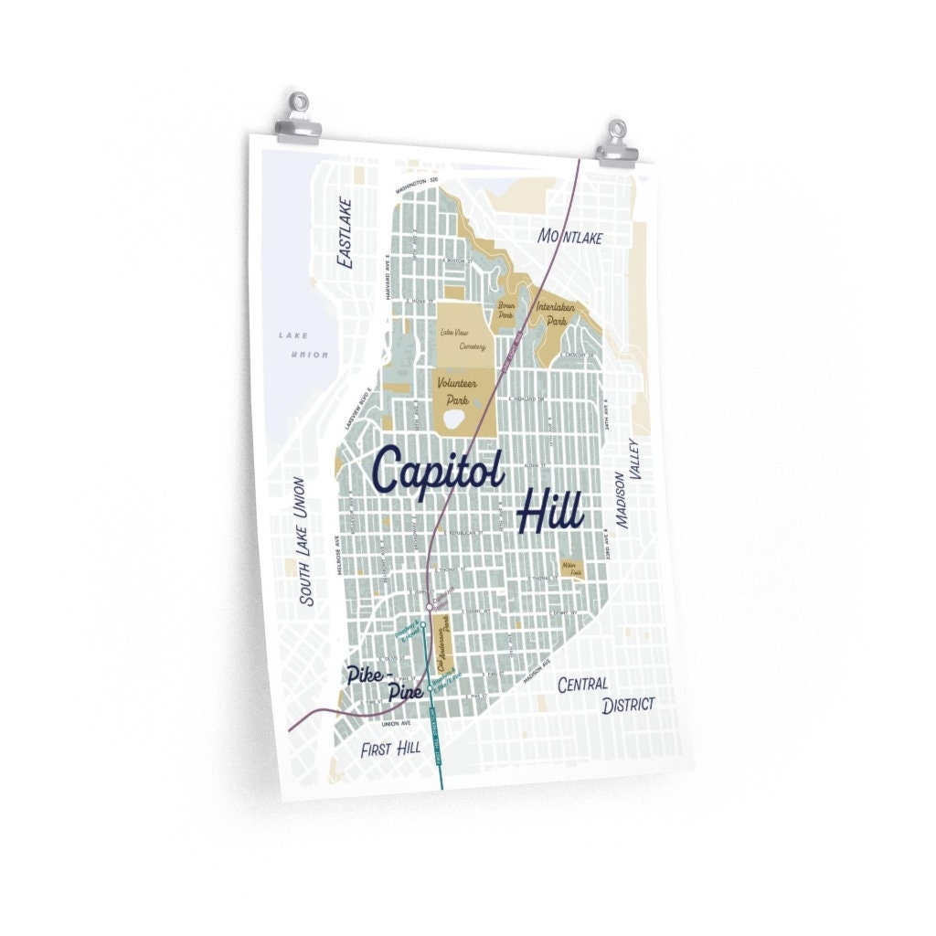 Capitol Hill / Pike-pine Neighborhood Map Print, Seattle, Washington - Etsy