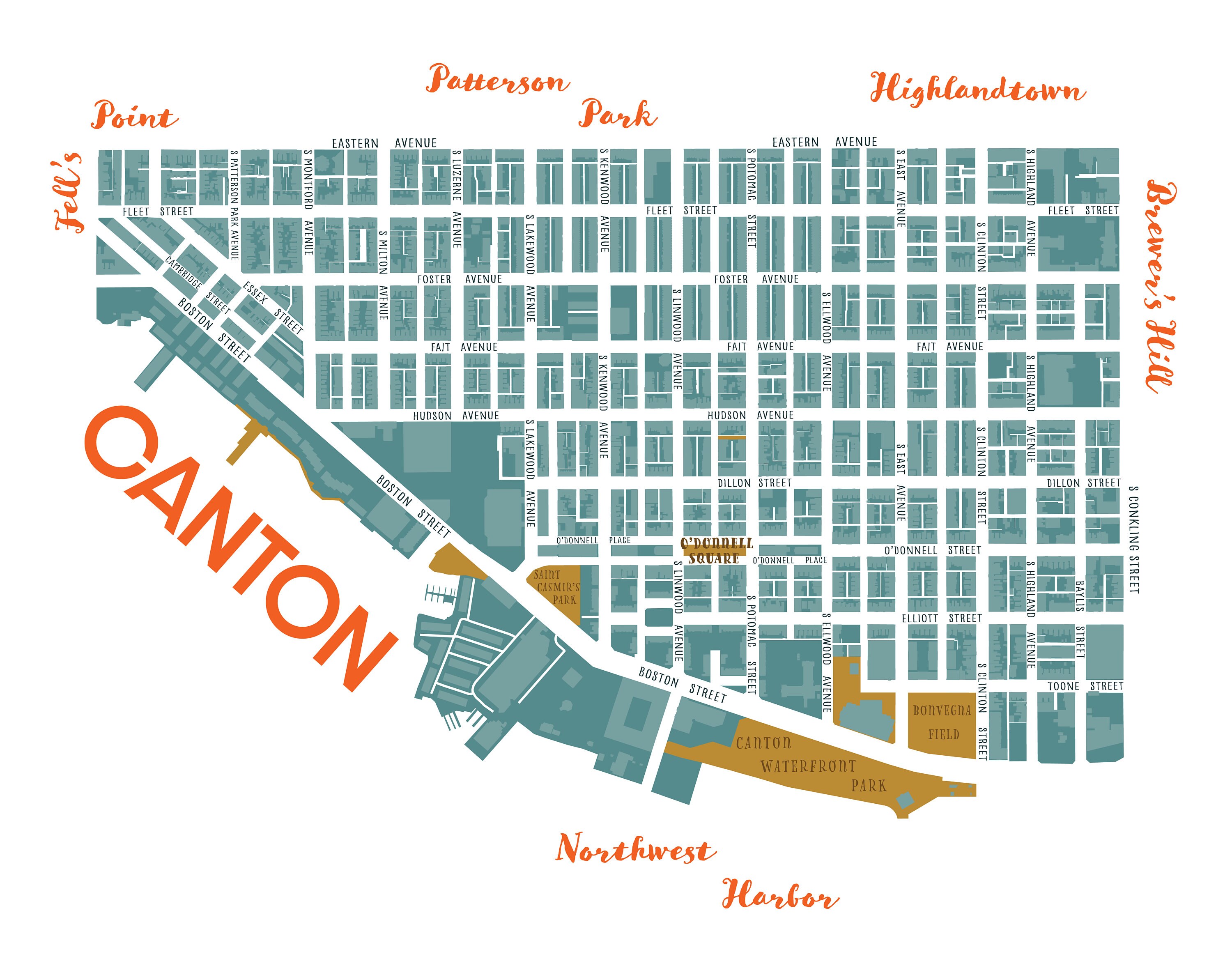 Canton Neighborhood Map Print, Baltimore, Maryland - Etsy