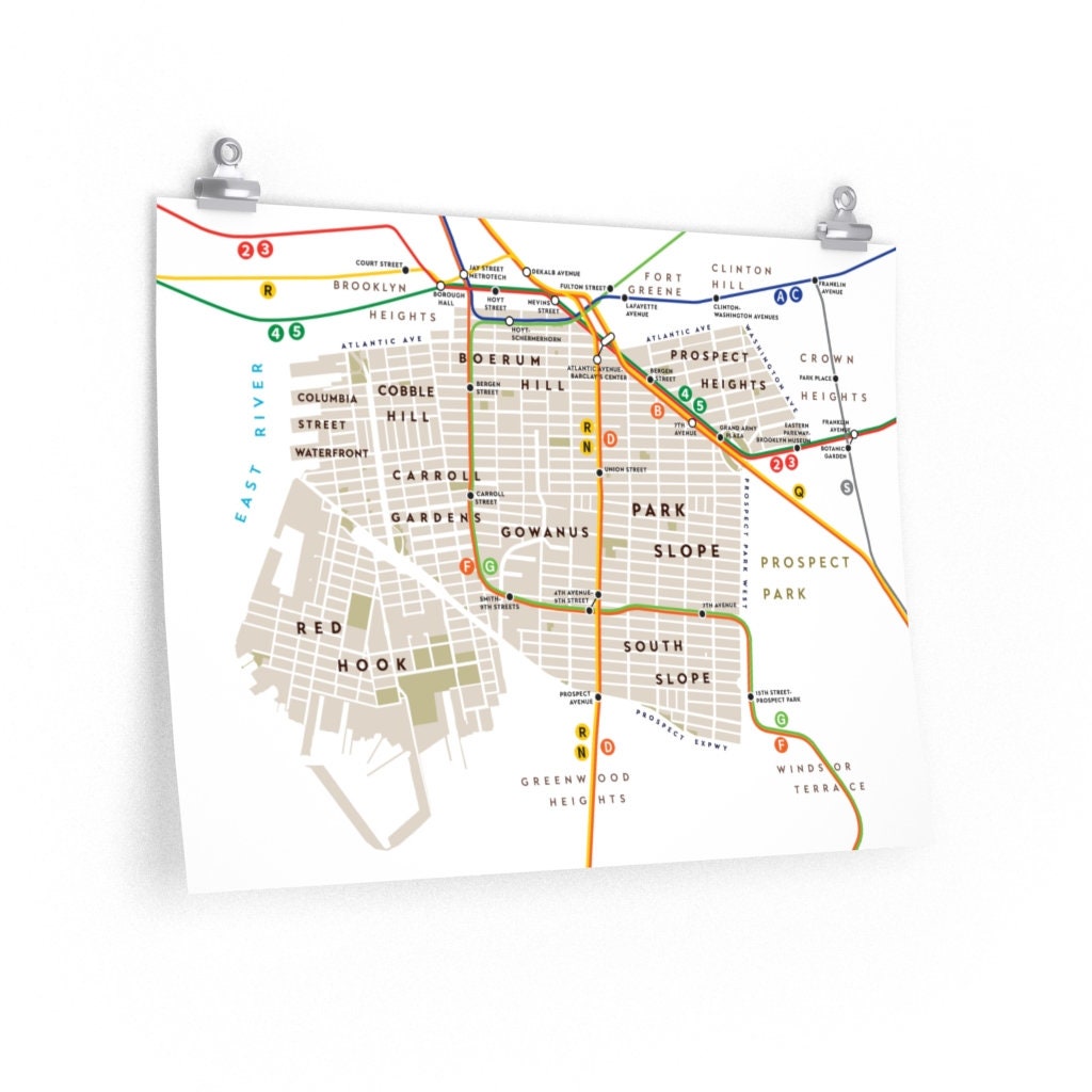 Brooklyn Neighborhood Map Print: Park Slope, Cobble Hill, Carroll ...