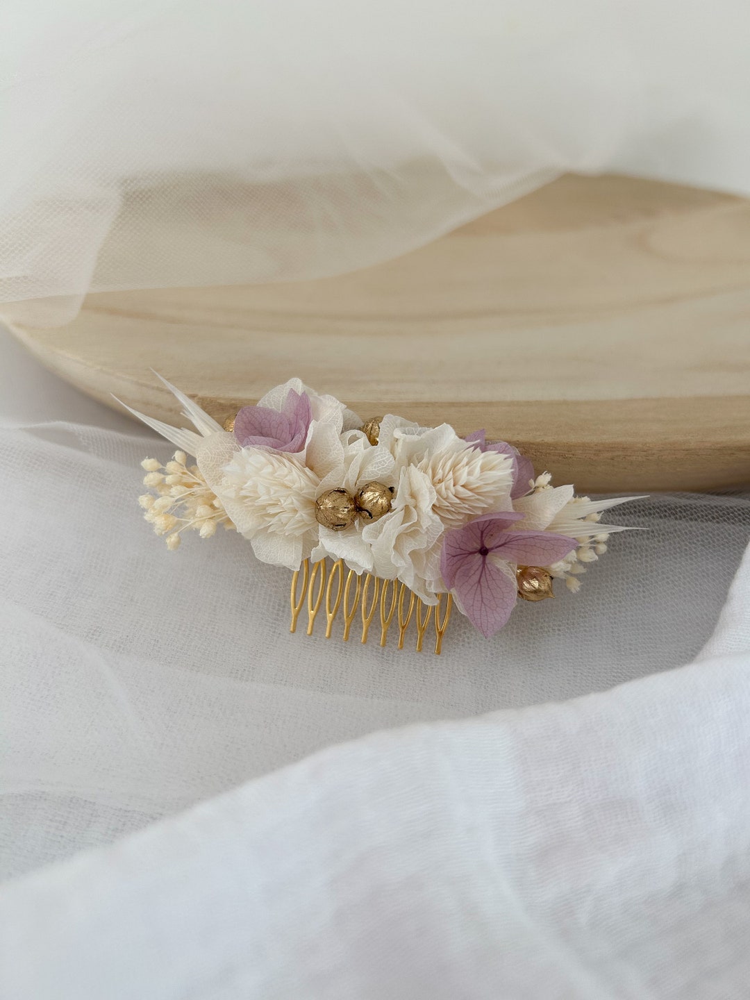 Small LILAC Comb in Dried Flowers Wedding Hairstyle Accessories Boho ...