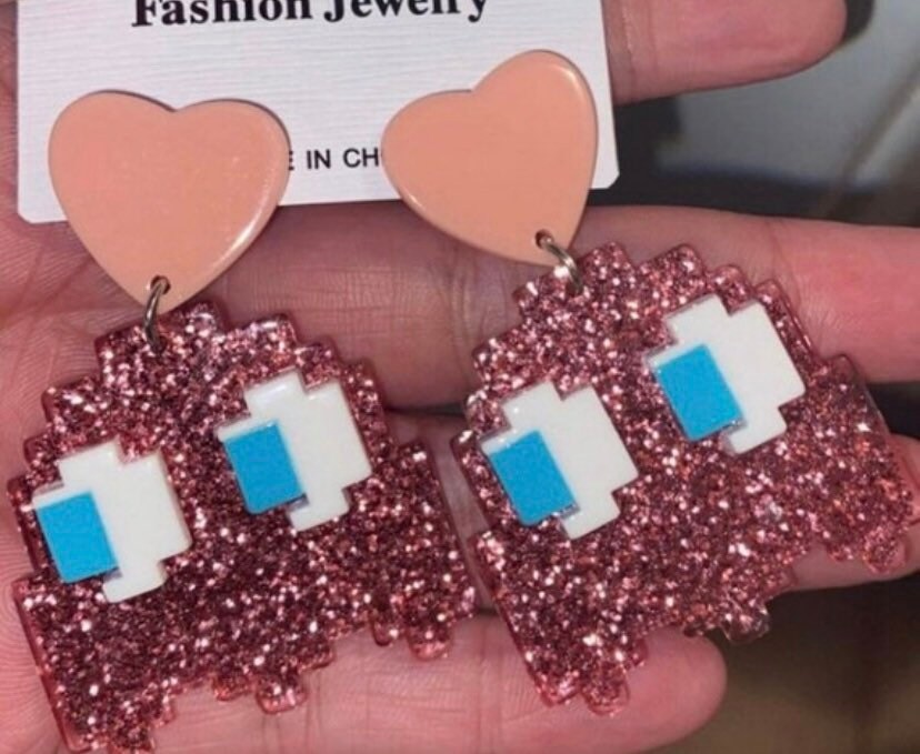Pac Man Inspired Earrings, Video Game Earrings, Ghost Earrings, 90s ...