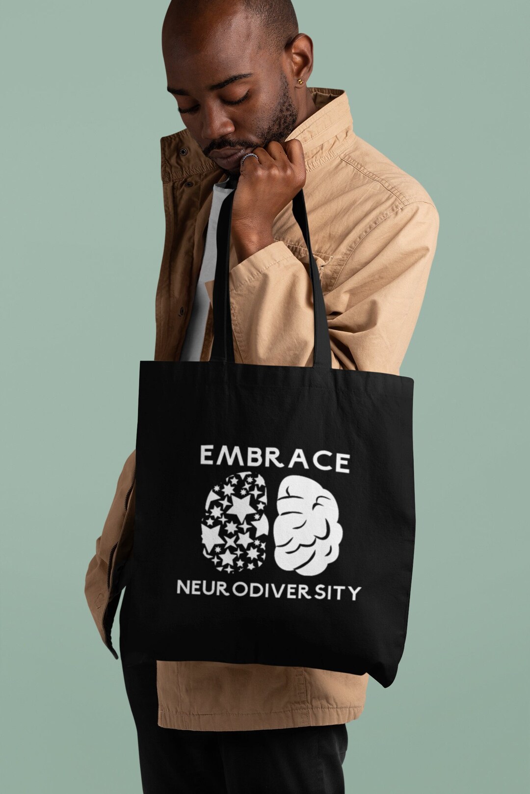 Neurodiversity Cotton Tote Bag: Brain Graphic Shopping Bag - Etsy