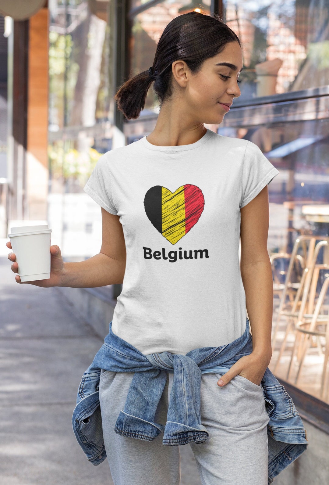 Belgium Flag T-shirt - Belgian - Heart Scribble Design - Patriotic ...