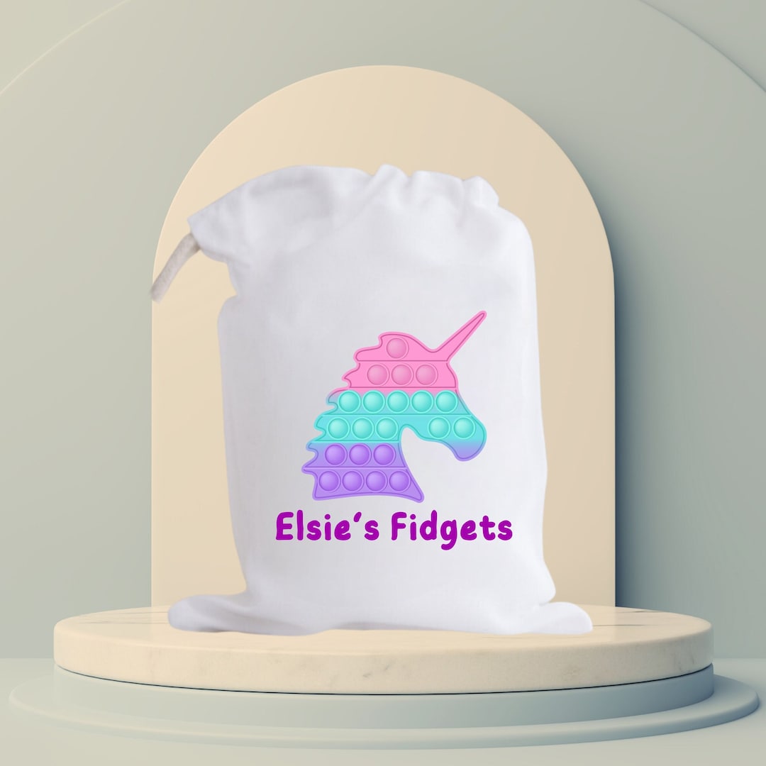 Drawstring Fidget Toy Storage Bag - Personalised With Name - Cute ...