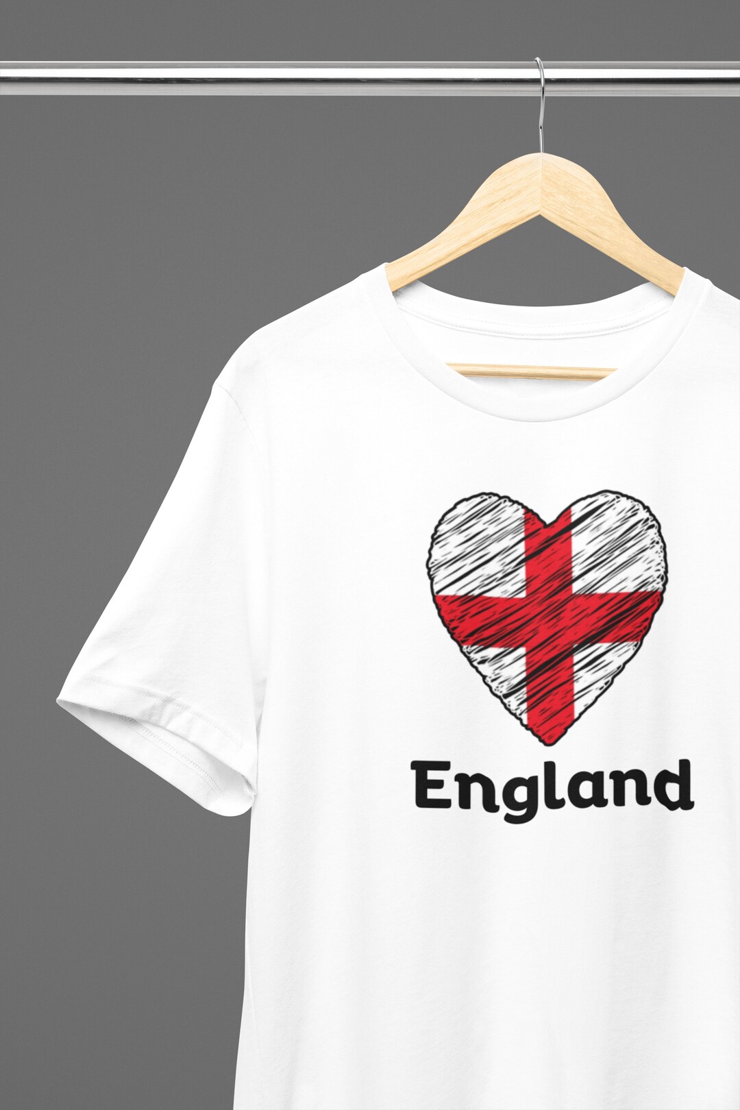 England Flag T-shirt - Heart Scribble Design - Patriotic - Football ...