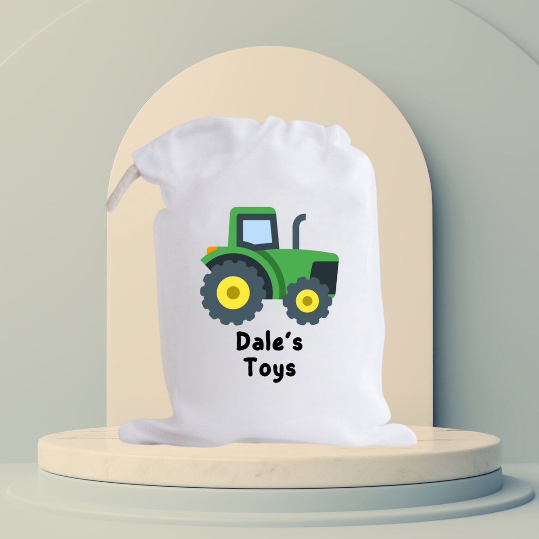Drawstring Toy Tractor Bag - Personalised With the Child's Name - Cute ...