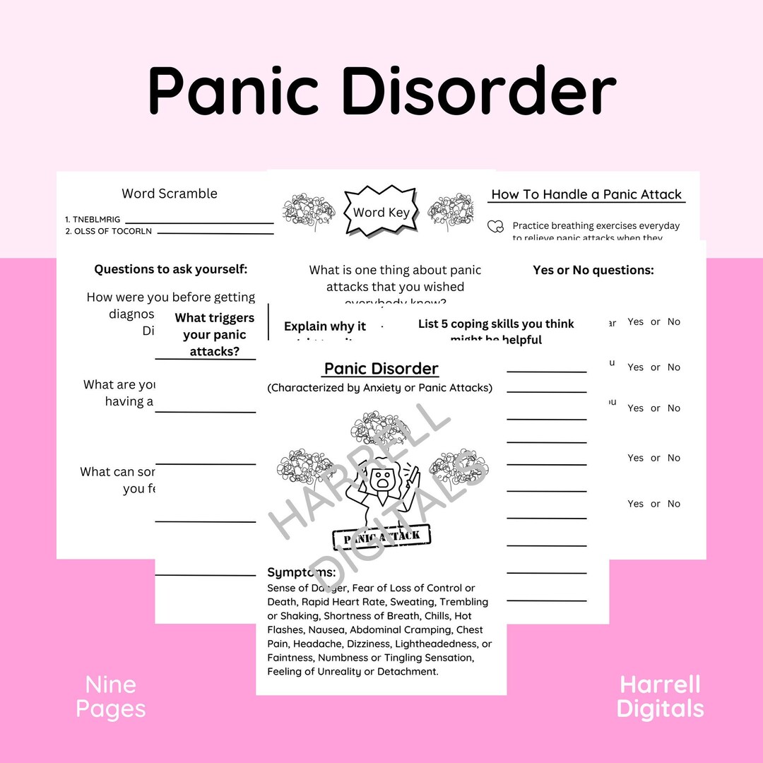 Digital Panic Disorder Worksheet, Printable Anxiety Worksheet, Panic ...