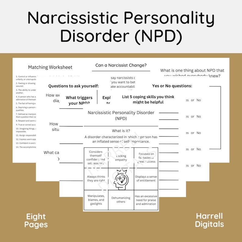 Narcissistic Personality Disorder Worksheet, NPD Mental Health ...