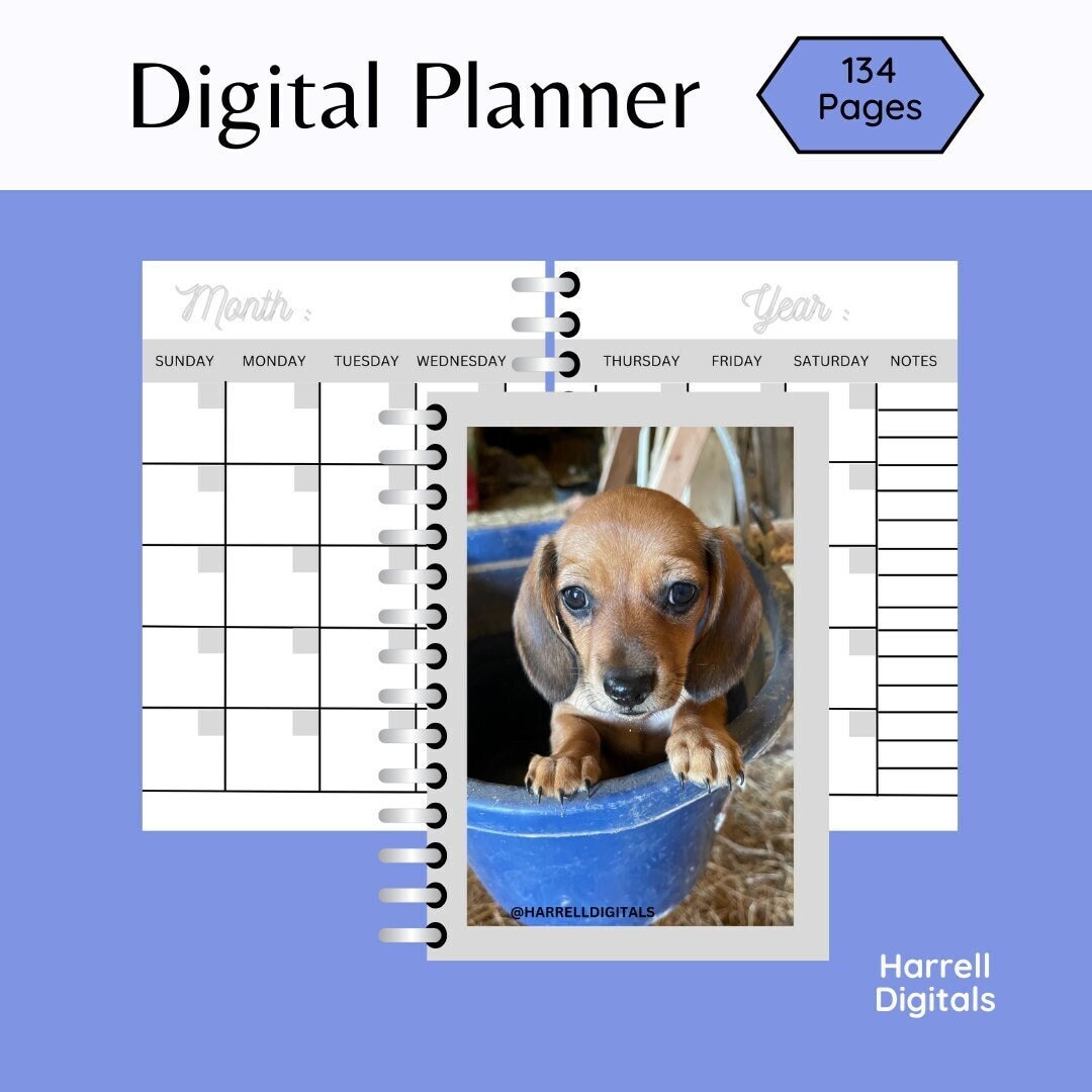 Dachshund Planner Printable, Dachshund Weekly Planner, Dachshund Themed ...