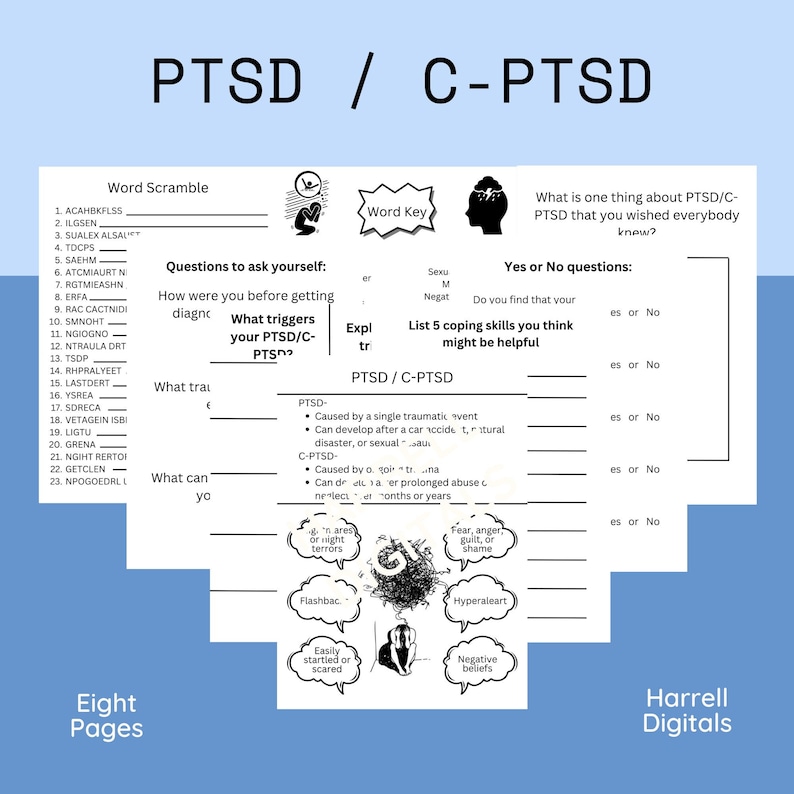 Printable C-ptsd Worksheets, C-ptsd Worksheets, Digital Complex Ptsd ...