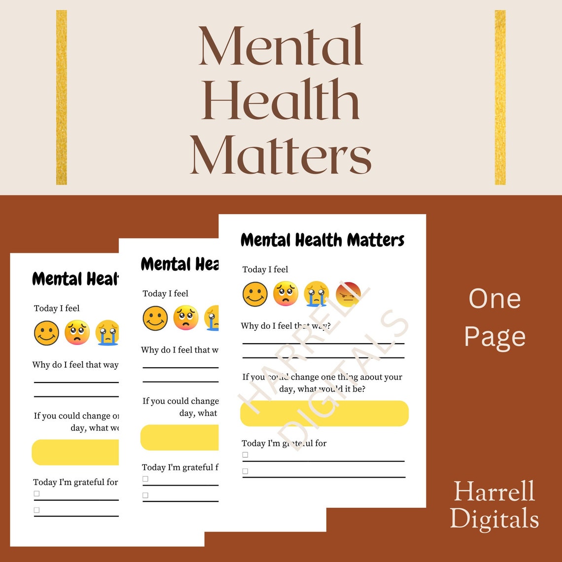 Digital Mental Health Worksheet, Digital Anxiety Worksheets, Wellness ...