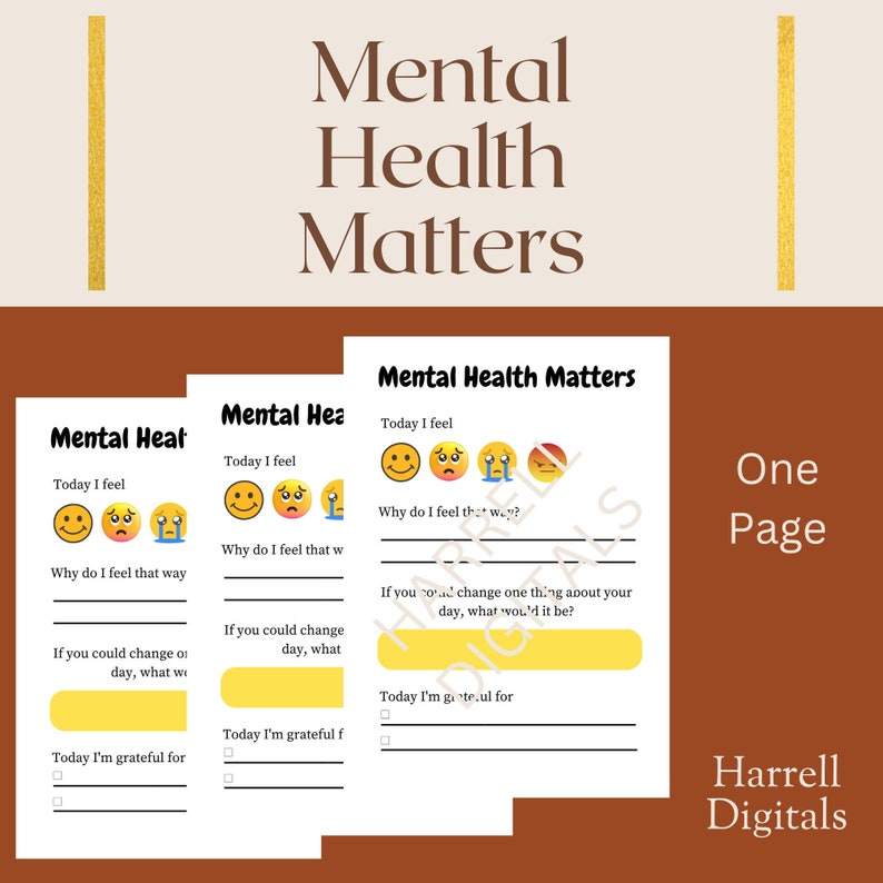 Digital Mental Health Worksheet, Digital Anxiety Worksheets, Wellness ...