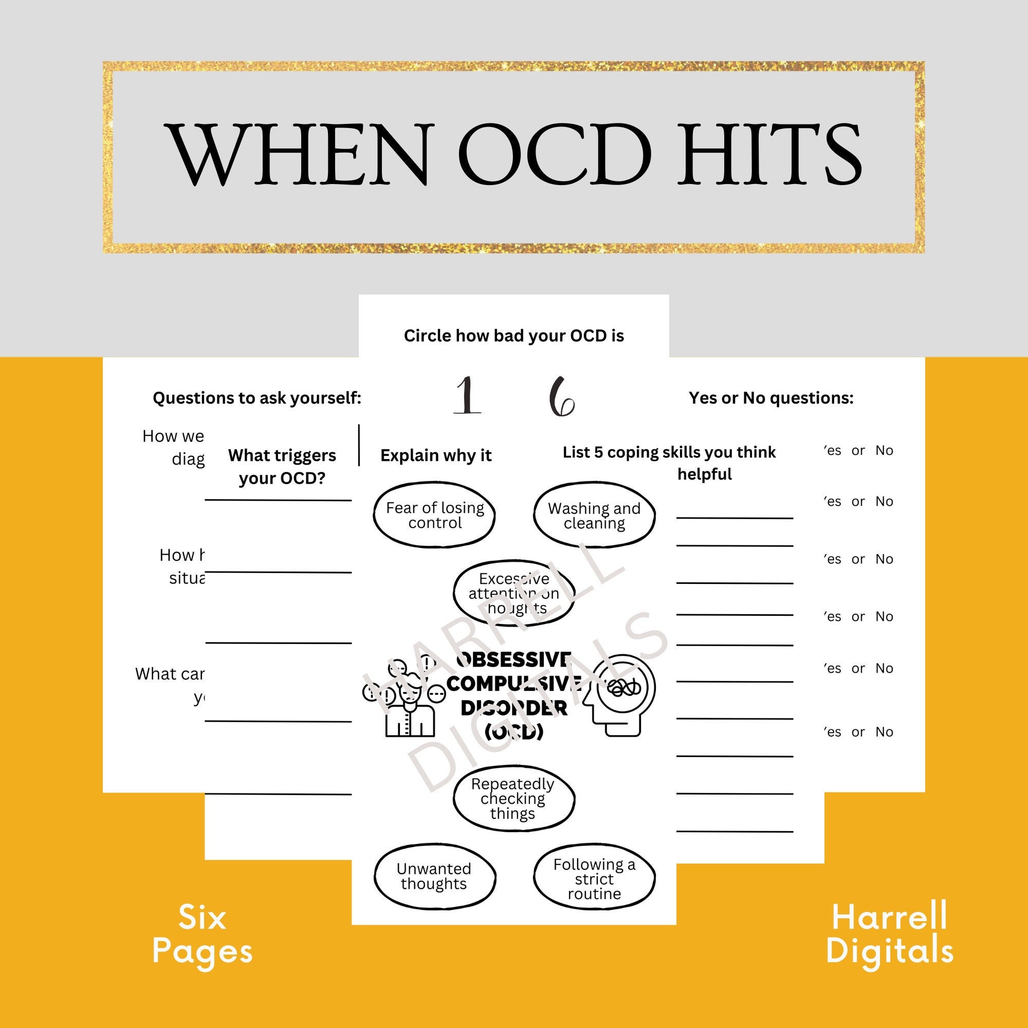 OCD Therapy Workbook Bundle, Ocd Tracker Prints, Anxiety Coping Skills ...