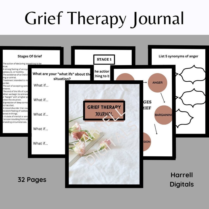 Grief Workbook Therapy Bundle, Printable Grief & Loss Workbook, Grief ...
